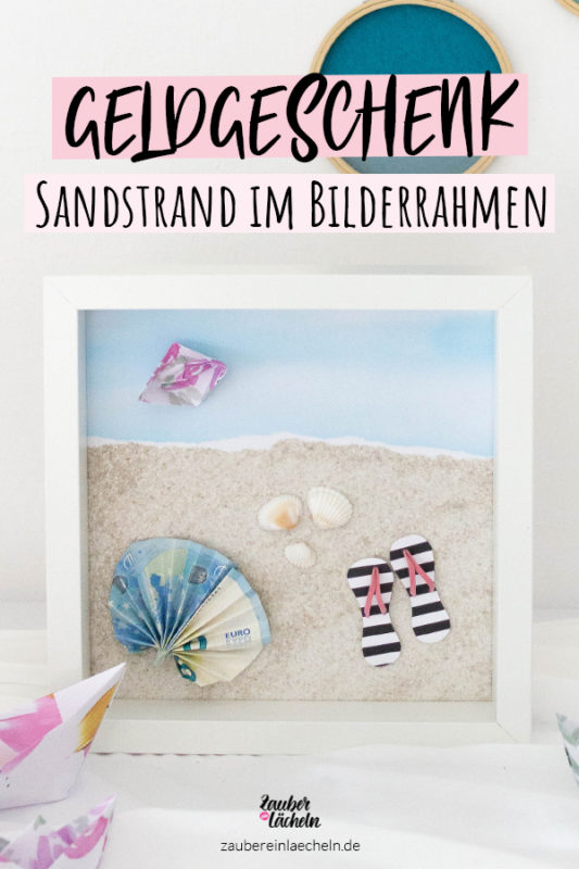 Geldgeschenk Bilderrahmen Reise: Traumhafter Sandstrand im Rahmen